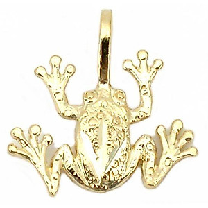 FindingKing Frog Charm Diamond-Cut 14k Gold 14mm
