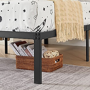 VECELO Heavy Duty Steel Slat/Easy Assembly Mattress Foundation/Noise Free&No Box Spring Needed, Twin, Black