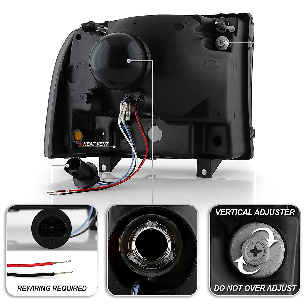 ACANII - For Smoke Len 1999-2004 Ford F250 F350 F450 Superduty LED Headlights 99-04 Headlamps Driver + Passenger Side