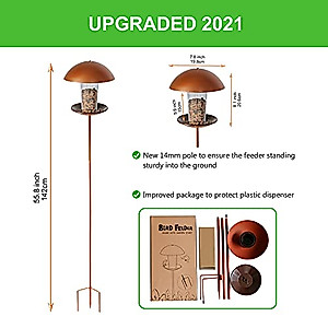Goodeco Bird Feeders with Pole - Metal Bird feeders for Outside Wild Birds in Yard,Backyard,Patio Outdoor Garden Decor,Grandpa/Grandma Gifts,Gift idea 7.8x55.8 inch (Round)