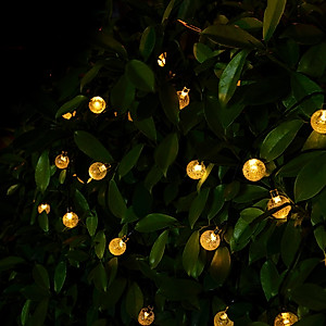 HODLON Solar Lights Outdoor Garden 50 LED 9.5M Waterproof Crystal Ball LED Fairy Lights Outdoor Solar Powered Lights, Decorative Lighting for Home, Garden, Party, Festival Warm White
