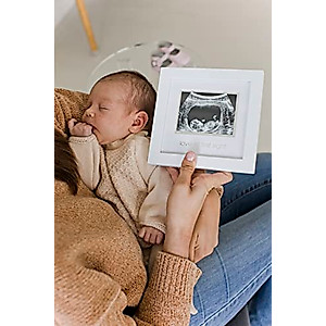 Pearhead Love at First Sight Sonogram Picture Frame, Pregnancy Ultrasound Keepsake Photo Frame, Gender-Neutral Baby Nursery Décor, 4x3 Photo, White
