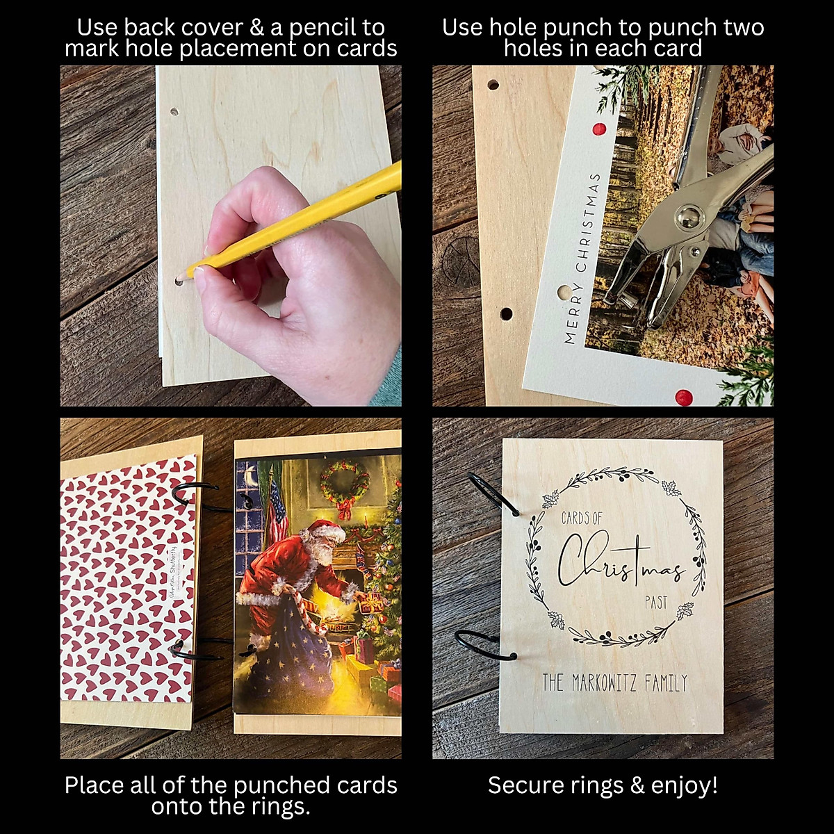 Birthday Card Keeper | Custom Storage for Greeting Cards | Personalized Gift for Grandma | Wooden Photo Album | Card Organization |Christmas