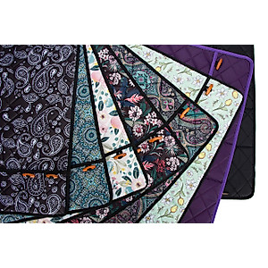 PACMAXI Sewing Machine Pad for Table with Pockets, Water-Resistant Sewing Machine Pad Organizer, Pad Organizer for Sewing Machine Accessories, Sewing Machine Mat (Floral with Beige Background)