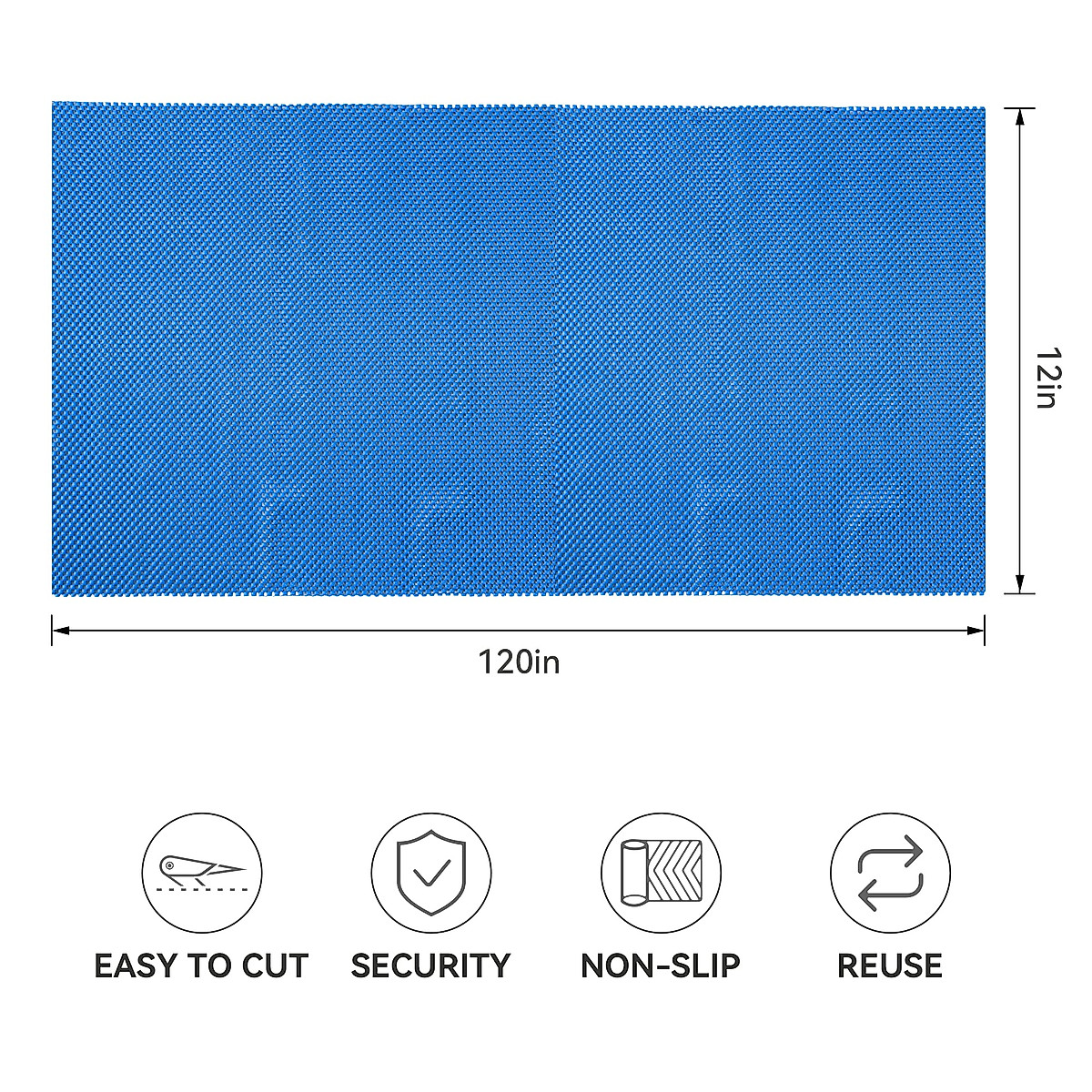 RAY STAR 12*48 inch Wire Shelf Liner for Kitchen Cabinets, Non-Adhesive Refrigerator Liners Washable, Vinyl Drawer Liner Non-Slip Bathroom Cabinet Liner Blue