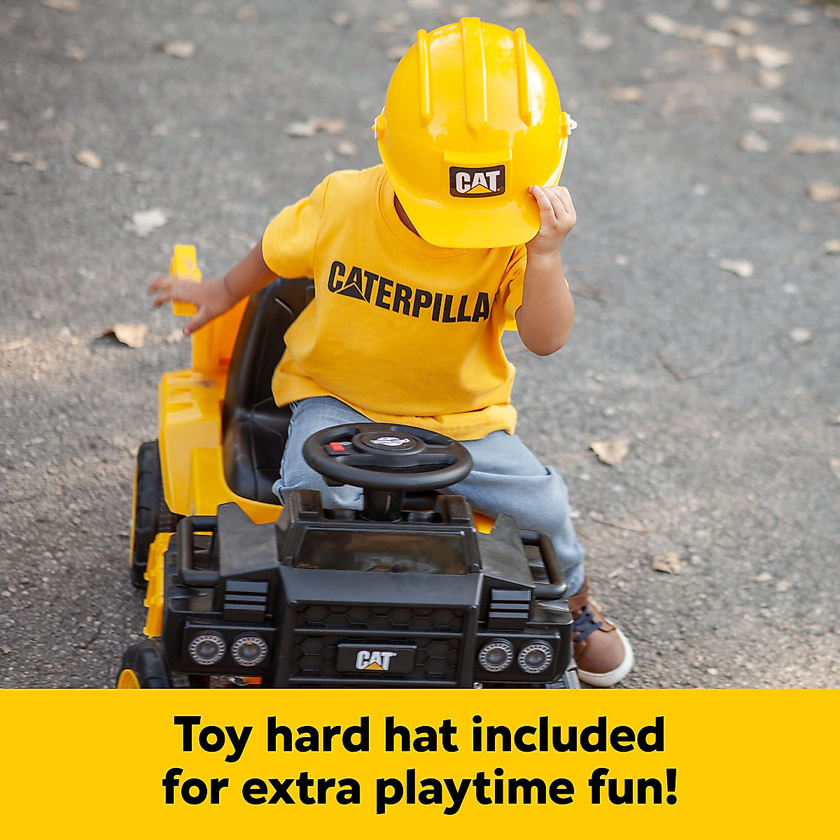 Kid Trax CAT Dump Truck Toddler Electric Quad Ride On Toy, 6 Volt, Kids 1.5-2.5 Years Old, Max Rider Weight 44 lbs, Yellow (KT1615)