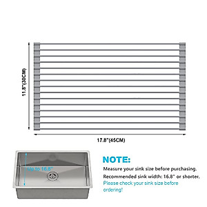 SunCleanse 17.8"×11.8" Roll-Up Dish Drying Rack, Over Sink Dish Drying Rack Drainer, Multi-Use Stainless Steel Foldable Dish Rack for Kitchen Sink Countertop, Grey