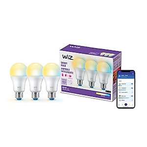 WiZ Connected 60W A19 LED Smart Light Bulbs Tunable White - Connects to Your Wi-Fi - E26 Smart Bulb - Control with Voice or App + Activate with Motion - 3 Pack