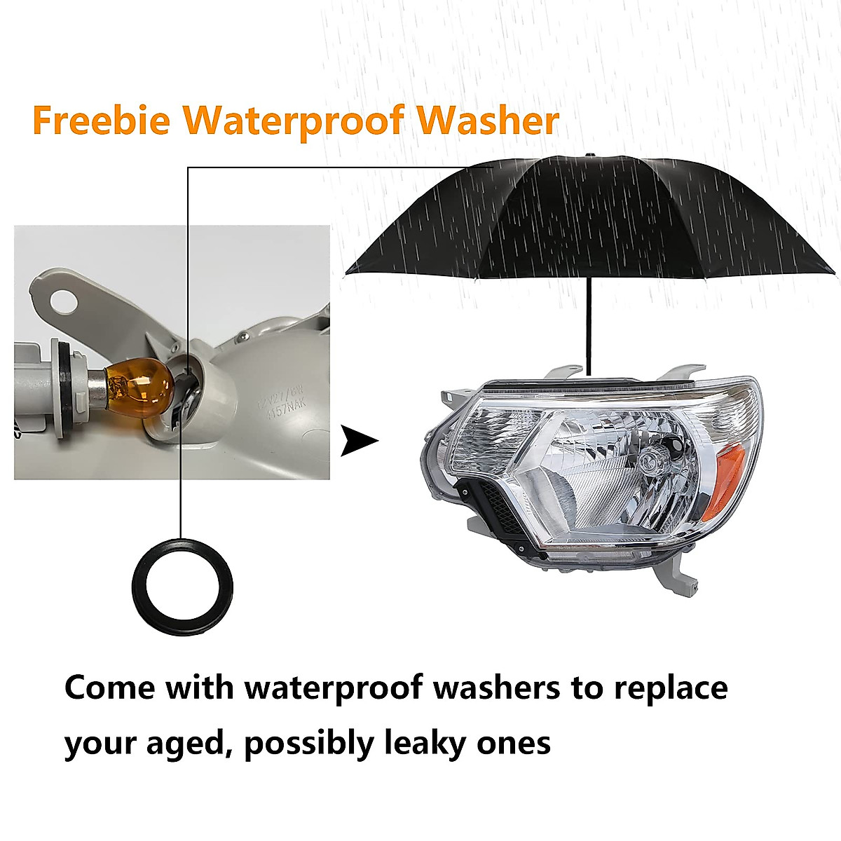 Dreenfl Anti-misting Headlight Assemblies Fit For 2012 2013 2014 2015 Toyota Tacoma 12 13 14 15 Tacoma Front Light Headlamp Driver And Passenger Side (Chrome Housing Amber Reflector)