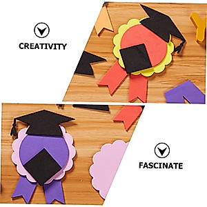 KOMBIUDA 5 Sets DIY Graduation Medal Kids Educational Toys Hand Decor Kids Decor Bachelor Cap Badge Congrats Grad Decorations Badge Medal Making Set Children DIY Craft Accessory Gift Medal