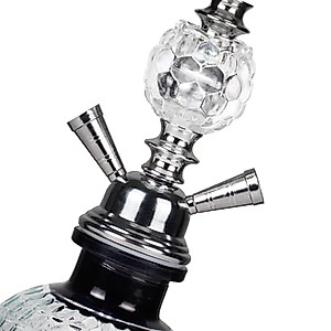 REANICE 12" Handmade Glass Water Shisha Portable Hookah Set with 2 Hose and Hookah Accessories (Black)