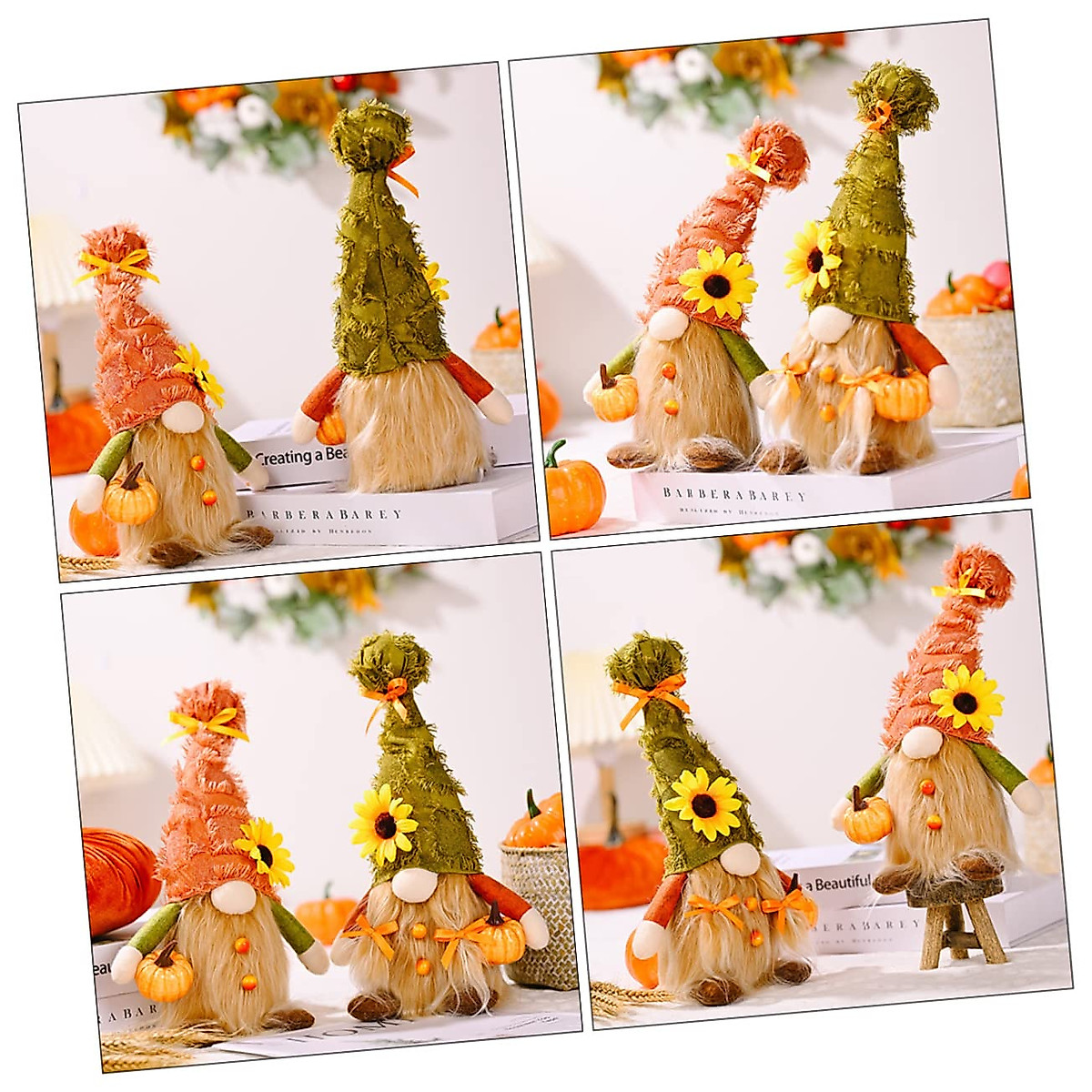 Abaodam 4pcs Hug Pumpkin Rudolph Harvest Festival Gnome Decors Decorative Dolls Swedish Gnomes Plush Harvest Gnome Dinning Table Decor Fall Table Decorations Gravel Trinkets Halloween