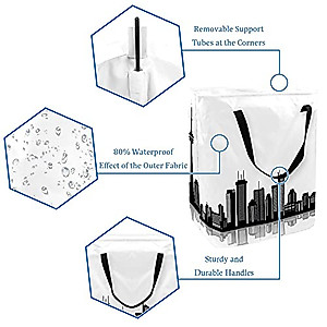 Canadian Toronto Black White Laundry Basket Large Cloth Organizer Bag Basket Foldable Laundry Hamper with Handles