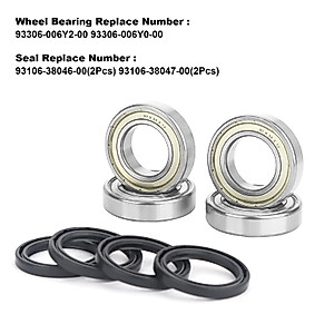 Front Wheel Bearing 4 Pcs with Seal for Yamaha Kodiak 400 450, Grizzly 350 450, Big Bear 2WD/4WD, Bruin 350, Replace #93306-006Y2-00