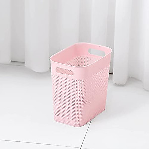UUJOLY Plastic Trash Can Wastebasket, Garbage Container Basket for Bathrooms, Kitchens, Offices, Kids Rooms (Pink, 3 Gallon), 1 Pack