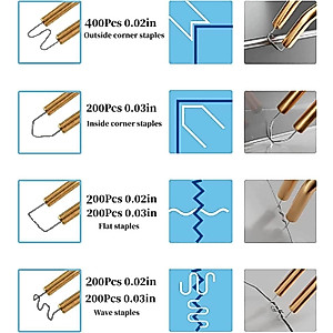 1400PCS Plastic Welding Kit, Plastic Welder Staples, with Storage Box, Plastic Welding Staples, 6 Different Shapes Plastic Welder Kit, Stainless Steel Pre-Cut Plastic Welder Plastic Repair Kit