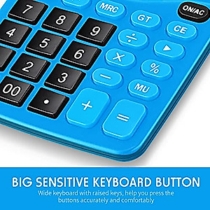 Konohan 8 Pieces 12-Digit Calculator, Solar Basic Desktop Calculator Large Display Electronic Calculators Dual Power Handheld Calculator for Home Office School (Dark Blue)