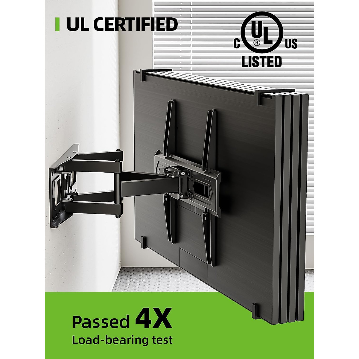 USX MOUNT Full Motion TV Wall Mount for Most 32-65 inch Flat Screen/LED/4K TVs, Swivel/Tilt TV Mount Bracket with Articulating Dual Arms Max VESA 400x400mm, Holds up to 110lbs, for 16" Wood Stud.