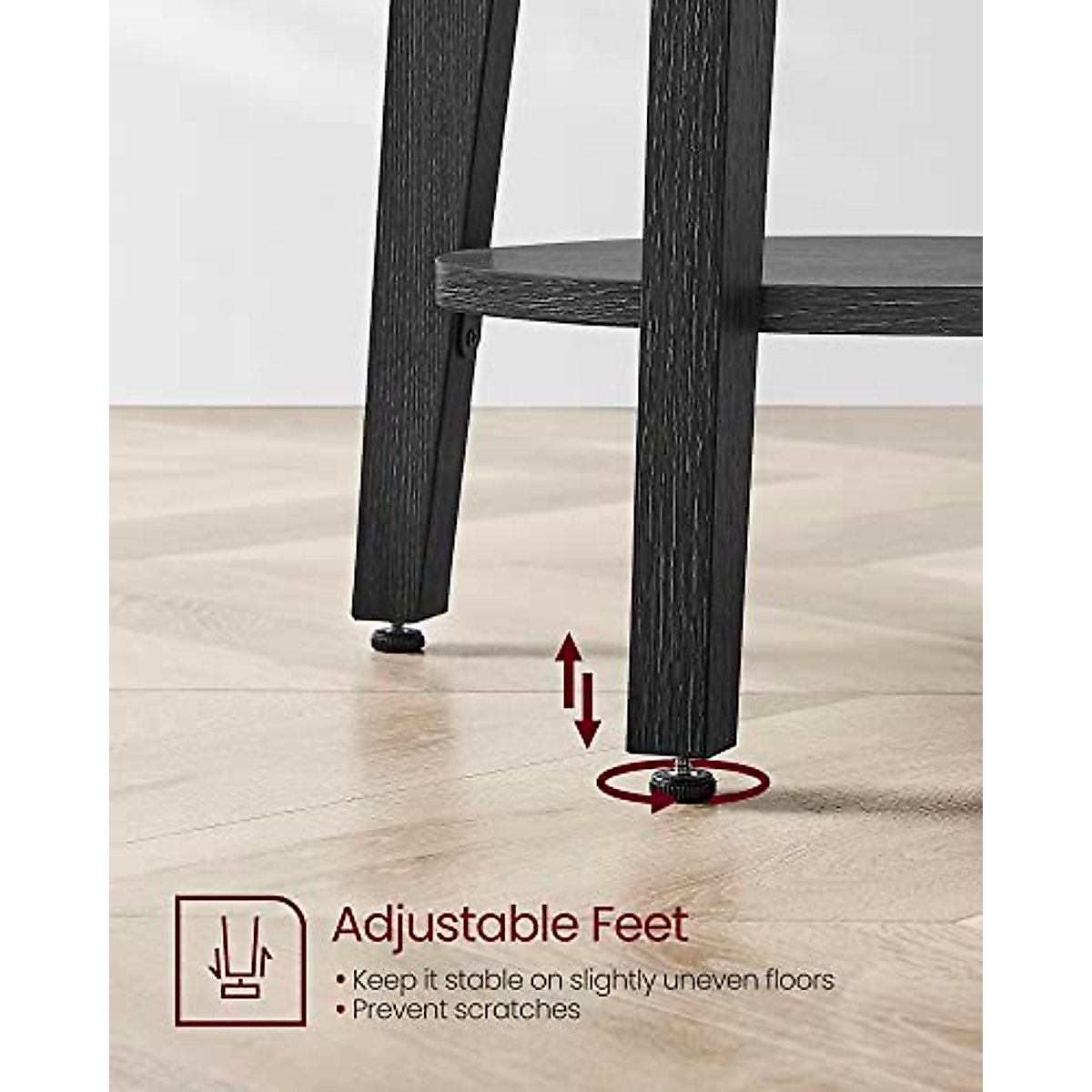 VASAGLE Round End Table with Lower Shelf, Nightstand for Small Spaces, 15.8 x15.8 x 19.7 Inches, Black