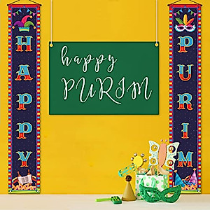 Happy Purim Front Door Banner Jewish Pesach Indoor Outdoor Church Porch Wall Yard Mantle Fireplace Decoration
