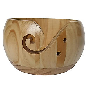 ZSQZJJ Bamboo Yarn Bowl with lid Handmade Textile Wool Prevent Sliding Wool Weaving Storage Log Bowl