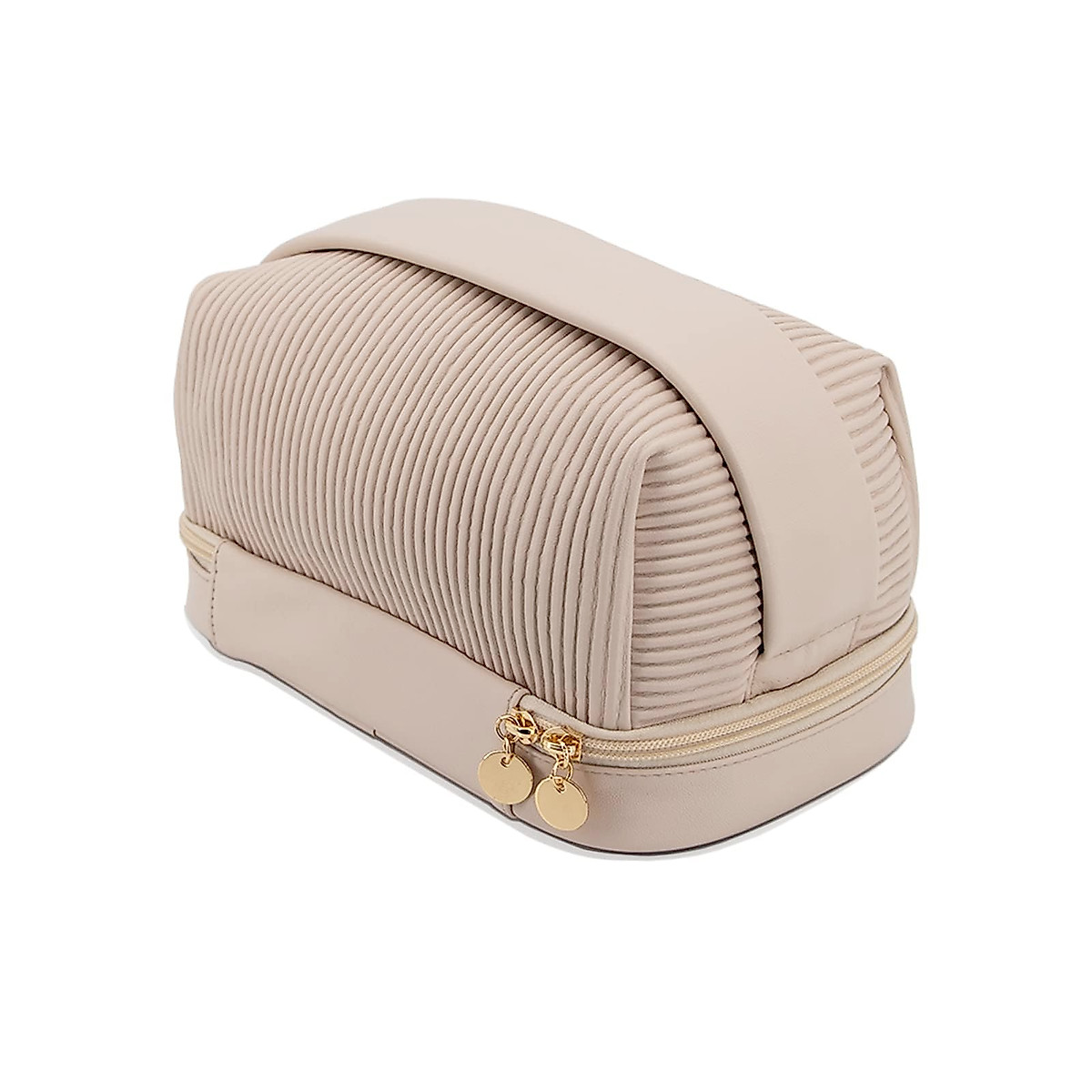 Makeup Travel Bag for Women, Large Capacity Water Proof Vegan Leather Cosmetic Bags, Double Layer Make up Organizer Bag