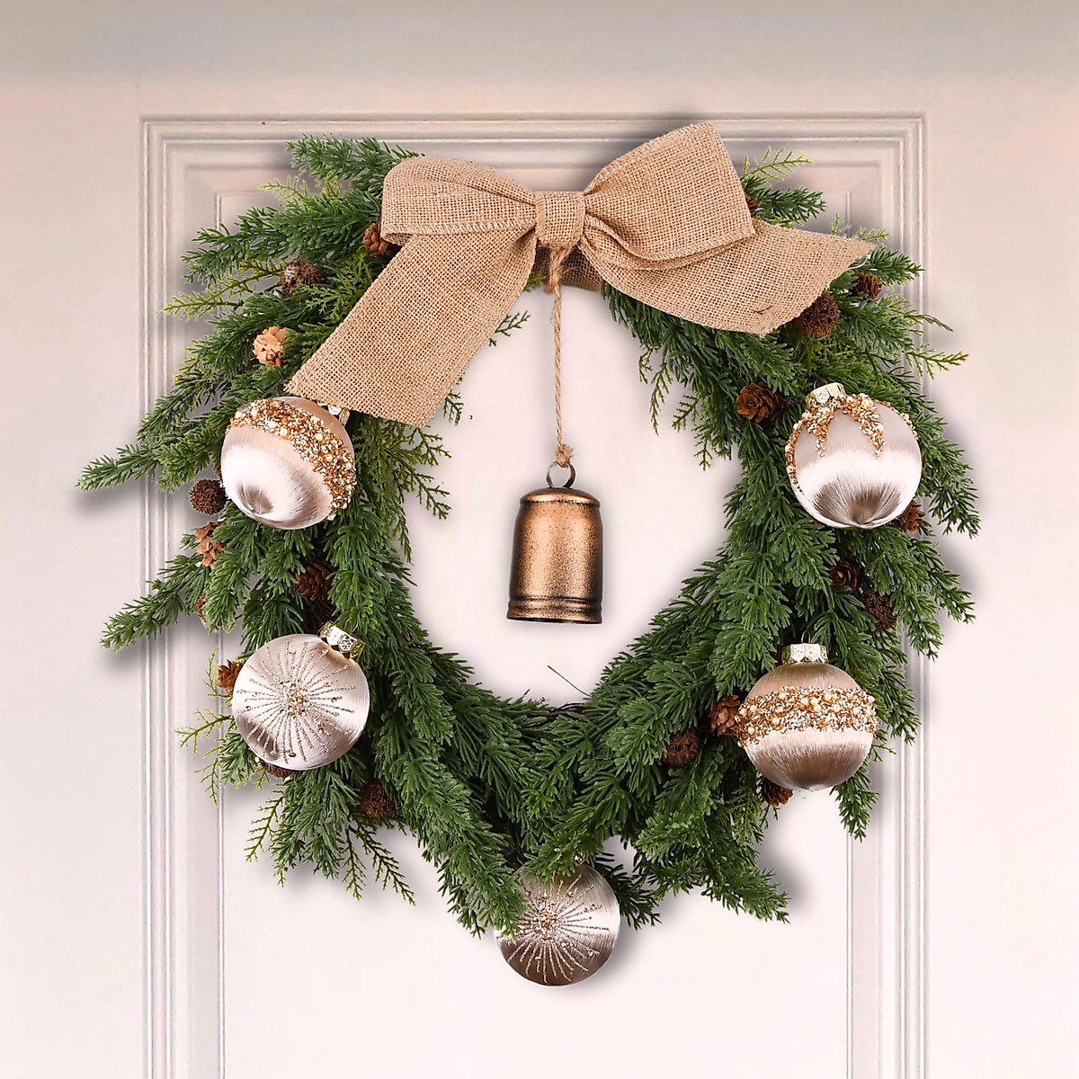 Christmas Ornaments Champagne Xmas Balls - Pack of 15 Luxury Christmas Tree Decorations Shatterproof - Satin Glitter Xmas Bulbs Set, 3.15 inch 80mm