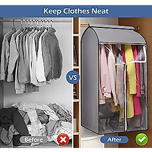 MISSLO 43" Hanging Garment Bags for Storage Well Sealed Clothes Dust Cover with Large Clear Window and 3 Zippers Opening for Suit Coat Closet Rack (Rack not included), 2 Packs