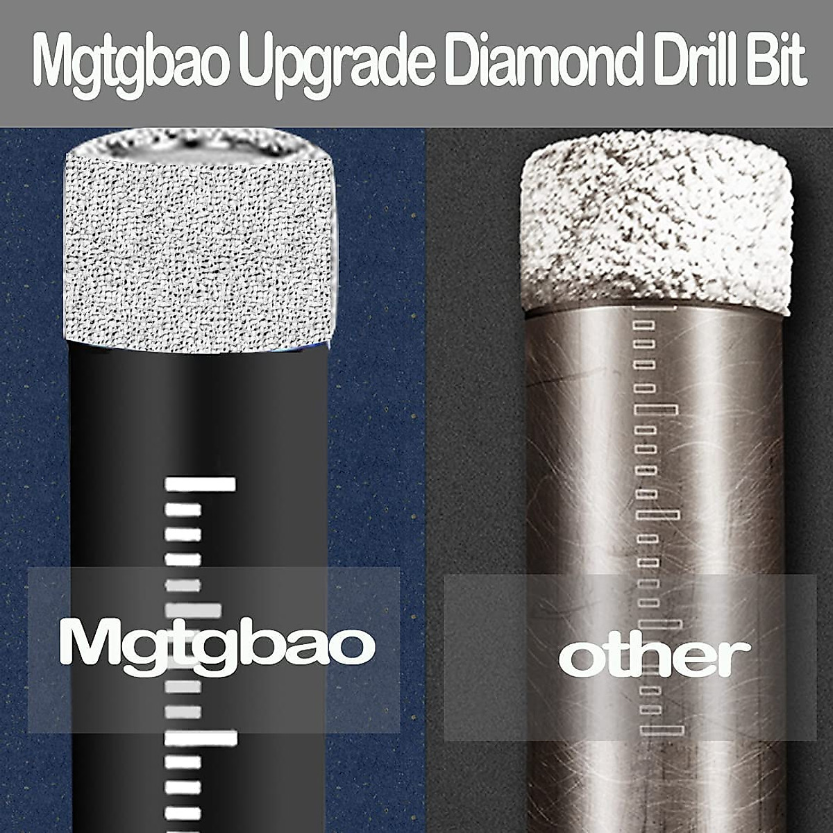 Mgtgbao 7PCS Black Ceramic Tile Drill bit, Dry Diamond Drill Bits Set for Many Hard Materials Granite Marble Tile Ceramic Stone Glass (NOT for Wood) Round Shank with Size 3/16~9/16 inch.