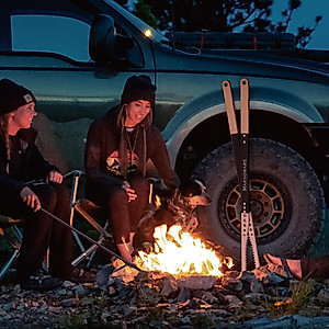 Heavy Duty Fire Tong and Fire Poker Set with Wood Insulation Handle Fireplace Poker Grabber with Blow, firewood Grabber Tool for Wood-Burning Fire Pit or Fireplace Suitable for Solo Firepit