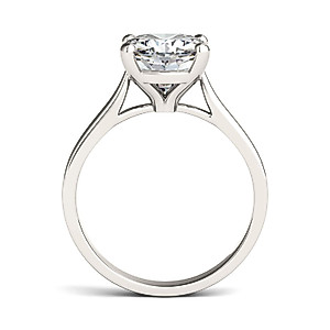 14K White Gold Moissanite by Charles & Colvard 9mm Cushion Engagement Ring-size 8 3.30ct DEW