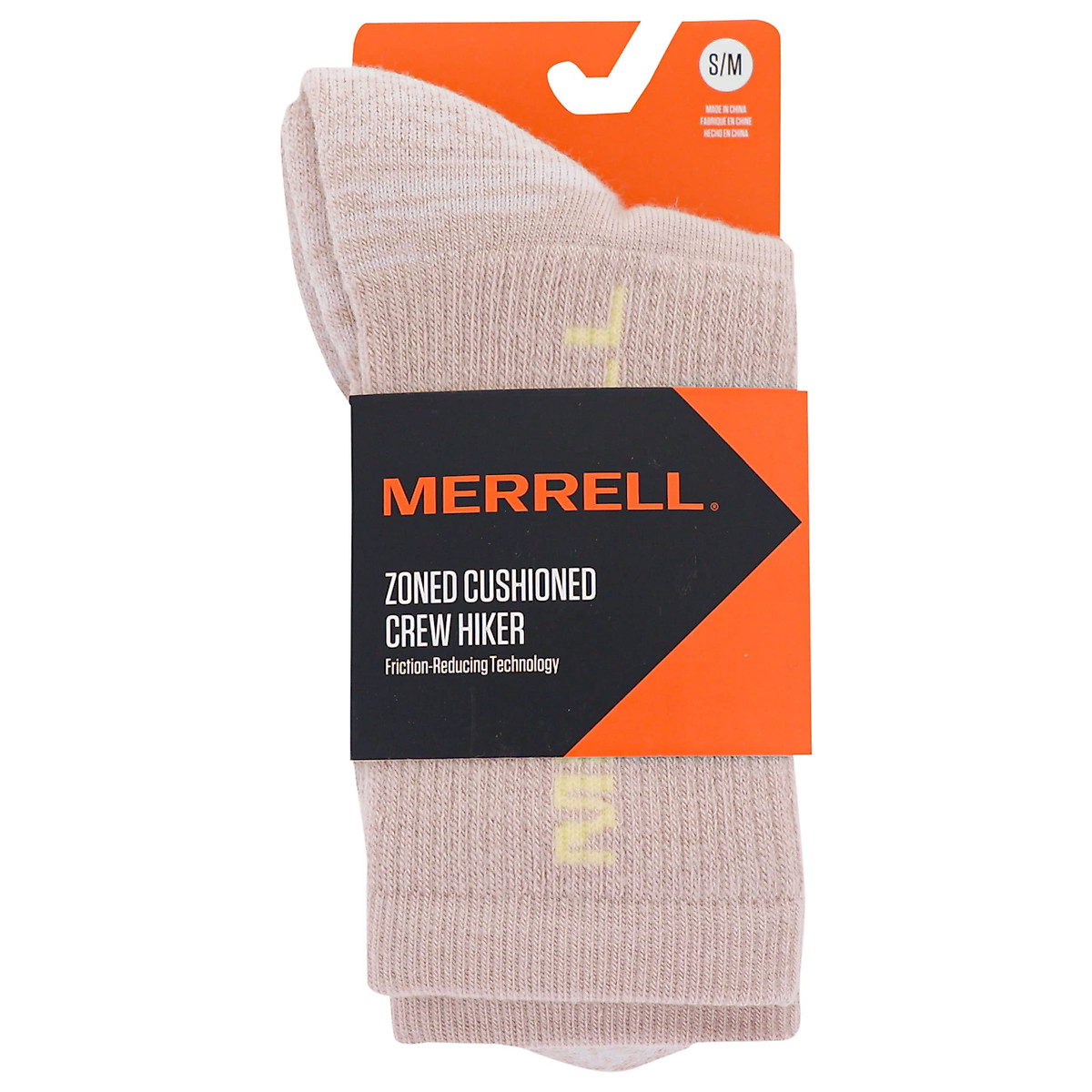 Merrell Zoned Cushioned Wool Hiking Socks-1 Pair Pack-Breathable Unisex Arch Support, Crew-Light Pink, S/M (Men's 5-8.5 / Women's 5-9.5)