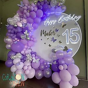 Purple Party Balloons Set, 12inch Lavender Balloons Pastel Purple Lilac Balloons Purple Metallic Confetti Purple Balloons For Girls Birthday Baby Shower Bridal Wedding Party Decorations