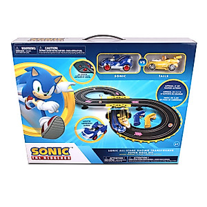 NKOK Sonic & Tails RC Slot Car Set Race Set Vehicle, Black, Cars Rase on Figure-8 Track, Features a Lap Counter, Perfect Item for Kids, Ages 5 and up