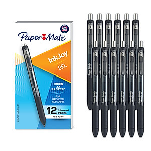 Paper Mate InkJoy Gel Pen, Fine Point, Black, Box of 12