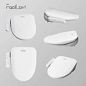 Facilavi FC1 Electronic Bidet Seat Elongated, Smart Toilet Bidet Seat, Unlimited Warm Water, Vortex Wash, Electronic Heated,Warm Air Dryer,Bidet Seat,Rear and Front Wash, LED Light