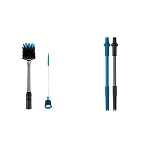 BlenderBottle 2-in-1 Shaker Bottle and Straw Cleaning Brush, 1 Pack & Reusable Silicone Straws for BlenderBottle Shaker Bottles, Black and Blue (2 Pack)