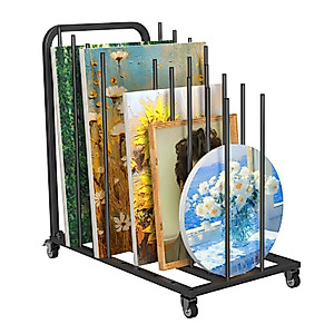 ikare Art Canvas Storage,Art Storage Rack,Metal Canvas Rack Art Storage with Handle & Caster Wheels,Canvas Rack for Art Studio,Gallery,Classrooms