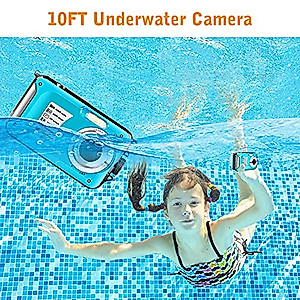Yifecial Waterproof Camera 10FT Underwater Camera 30MP 1080P FHD Video Resolution 16X Zoom Waterproof Digital Camera for Snorkeling,Vacation(Blue)