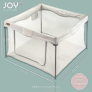 Venture All Stars Joy Square Baby Playpen - Compact Collapsable Playpen with Fitted Floor Mat - Strong and Durable Play Pen Grey
