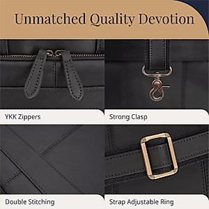 Luxorro Full-Grain Leather Briefcases for Men, Fits 15.6" Laptops, Black Leather Laptop Bag For Men, Leather Laptop Briefcase For Men, Mens Briefcase, Leather Bag For Men, Leather Computer Bag For Men