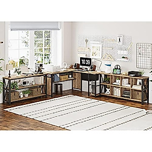 FATORRI 6 Cube Storage Organizer Bookshelf and 8 Cube Storage Organizer (Rustic Oak)