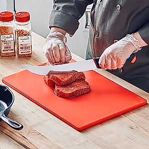 Tezzorio Red Color Coded Cutting Board - 18" x 12" x 1/2" Polyethylene Board for Safe and Easy Food Preparation - Durable, Non-Skid Surface with Knife-Friendly Design and Perfect Thickness