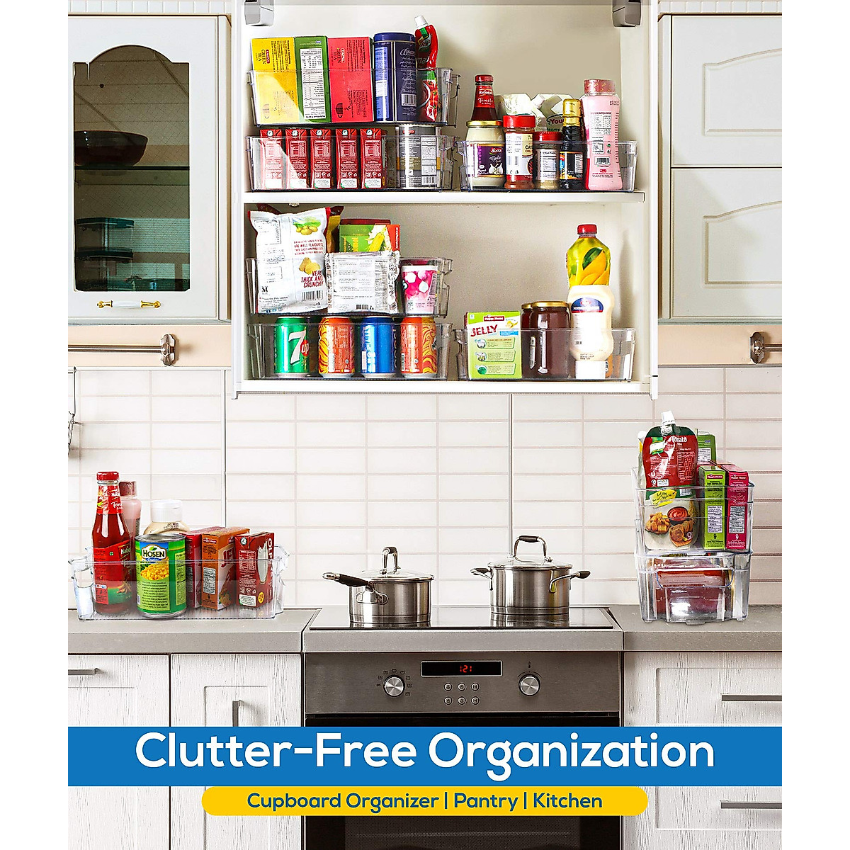 Utopia Home Pantry Organizer - Set of 10 Refrigerator Organizer Bins - Fridge Organizer for Freezers, Kitchen Countertops and Cabinets - BPA Free (Clear)