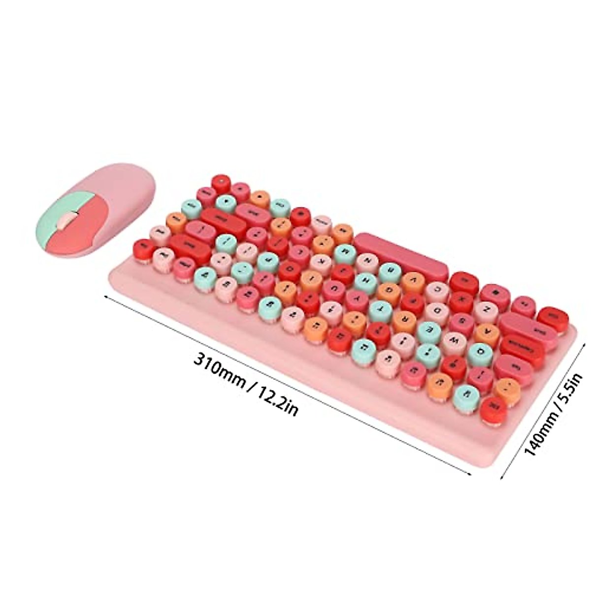 01 02 015 Gaming Keyboard Mouse, Wireless Light Quiet 86 Keys Save Space Keyboard Mouse Combo for Home for PC for Office(Pink Mixed Color)