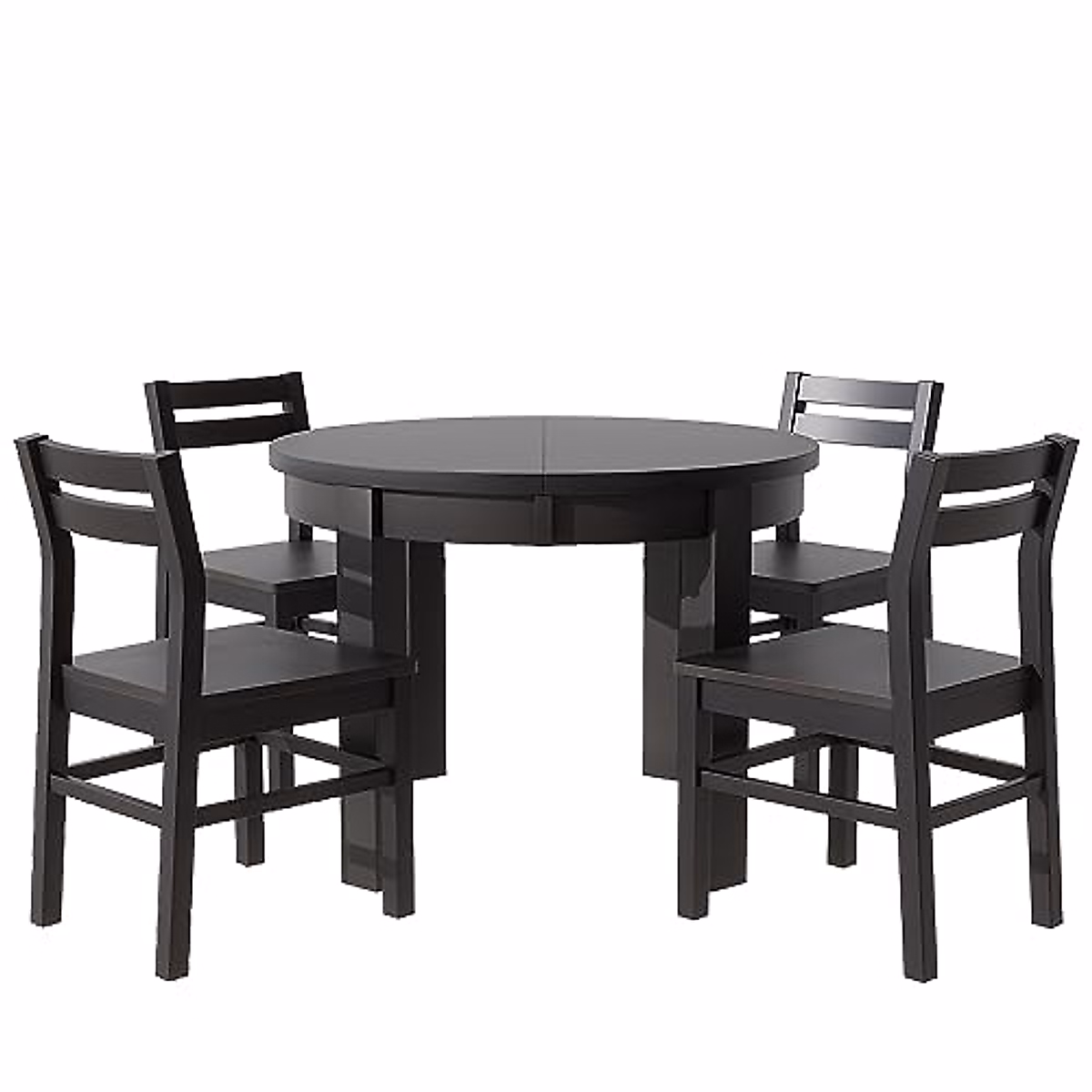 Bellemave 5-Piece Round to Oval Extendable Dining Table Set with 4 Chairs, Drawers and 16" Removable Leaf for Kitchen, Dining Room.((Espresso)