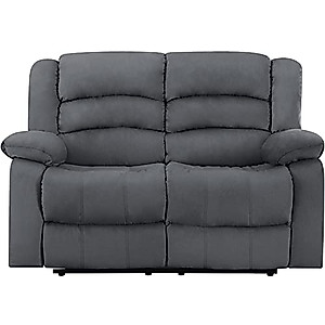 Blackjack Furniture Winthrop Microfiber, Modern Recliner Chair for Living Room and Home Theater, 60" L x 35" W x 40" H, Den Loveseat, Gray