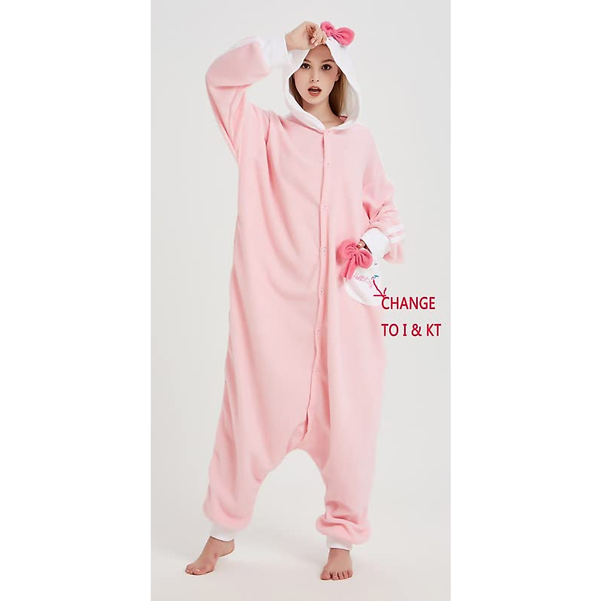 Eonxius Magic Novelty Hooded Onesie One Piece Pink Pajamas for Women Size XL