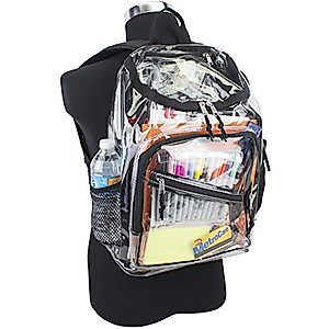 Eastsport Clear Backpack Top Loader Stadium Approved See Through Transparent w/Adjustable Padded Straps - Black