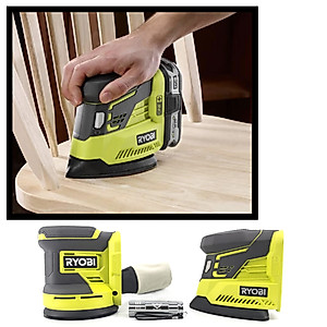 Buho Cordless Power Sander Accessory Bundle -18 Volt with Ryobi 5 Inch Random Orbit Sander Corner Cat Finish Sander Pocket Flashlight (Bare Tool Items No Battery Included)